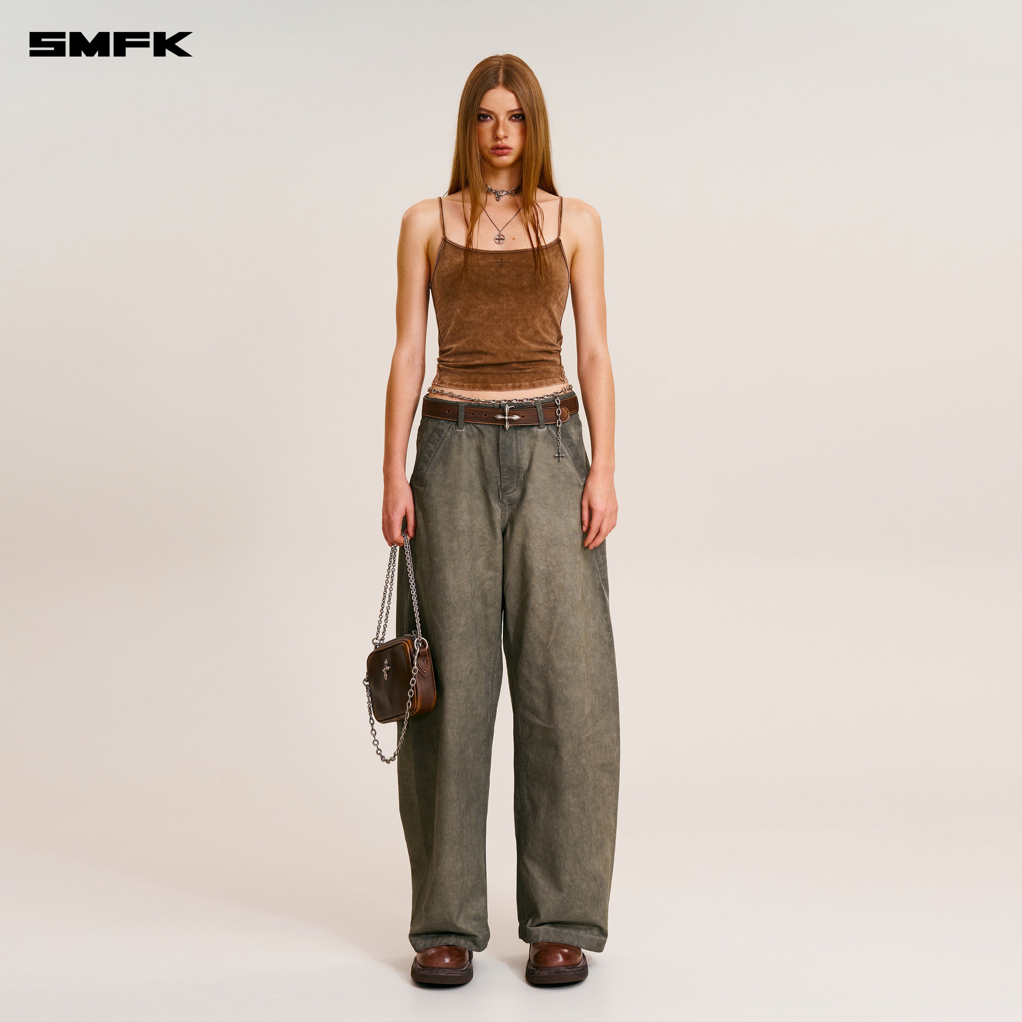 VINTAGE-STORM SPIRAL ARC CARGO PANTS/FADE DYE WILD BROWN – SMFK – SMFK CA